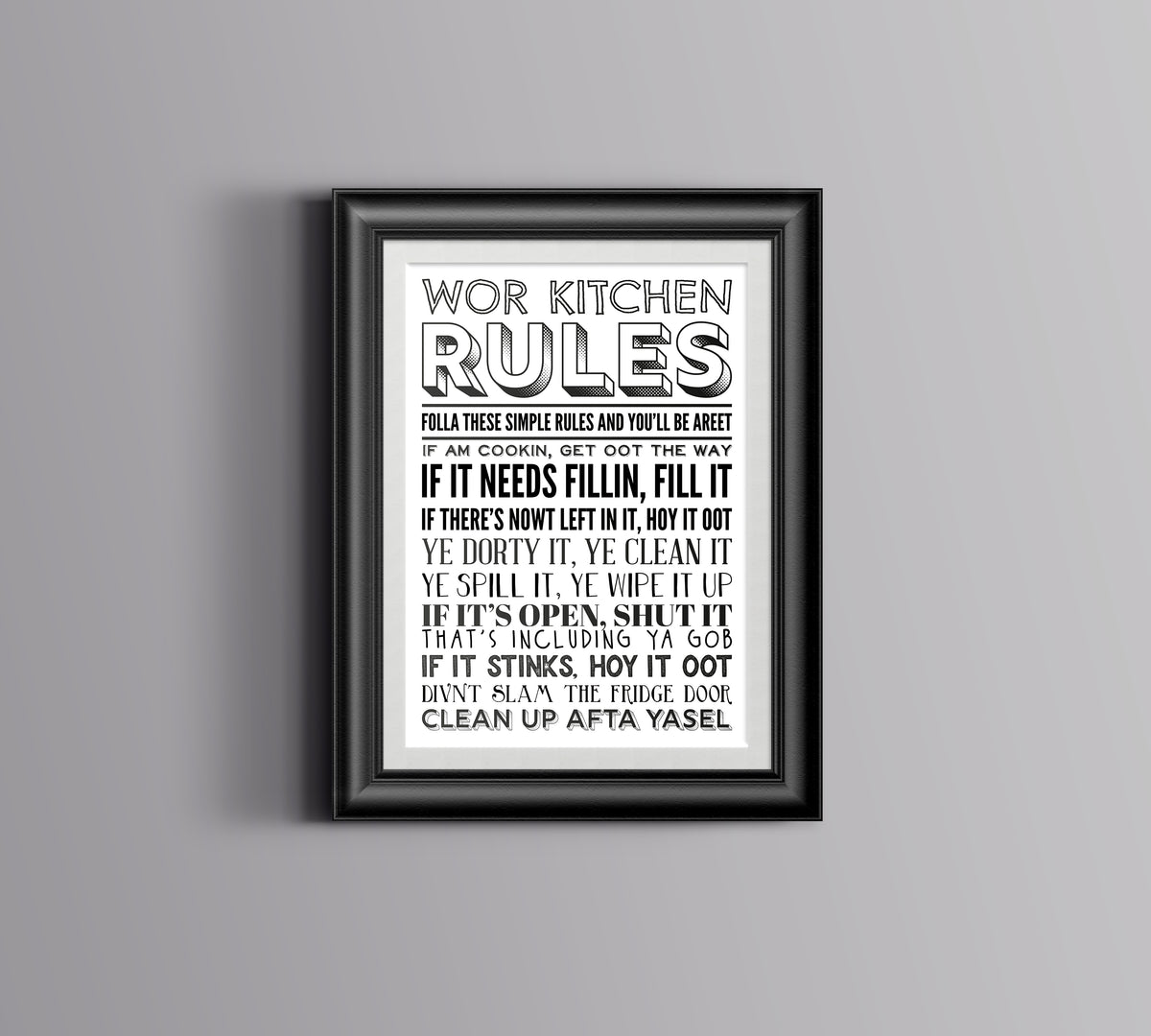 Kitchen Rules Geordie Print Sizes A5, A4, A3 A2 or A1 Sizes – A Local ...
